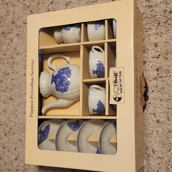 steiff | Other | Steiff Blue Teddy Bear Blau Design Dolls Tea Set 995 ...